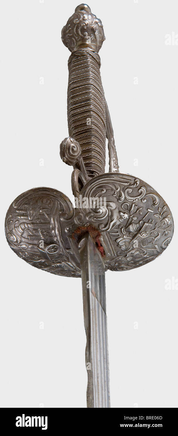 A French small-sword with chiselled hilt, circa 1760 Unusual, tapering ...