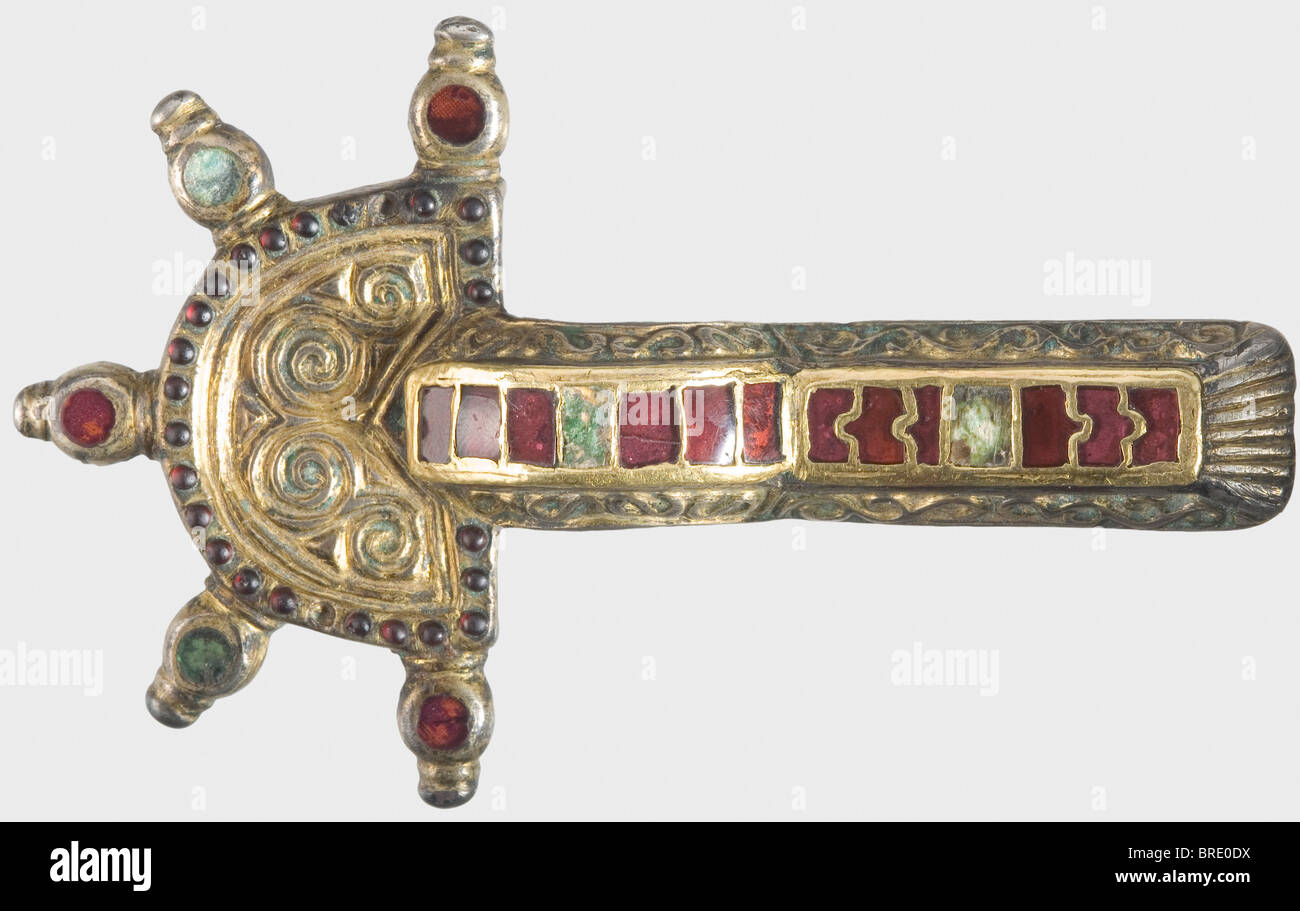 A Frankish or Bajuwaric silver fibula, 5th/6th century AD Heavy fibula ...