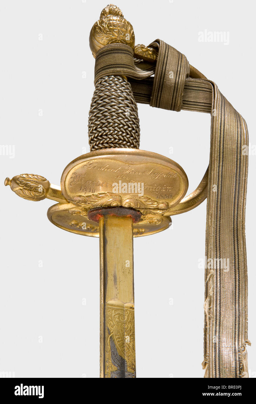 A model 1886 sword for officers, of the Queen Augusta Grenadier Guard ...
