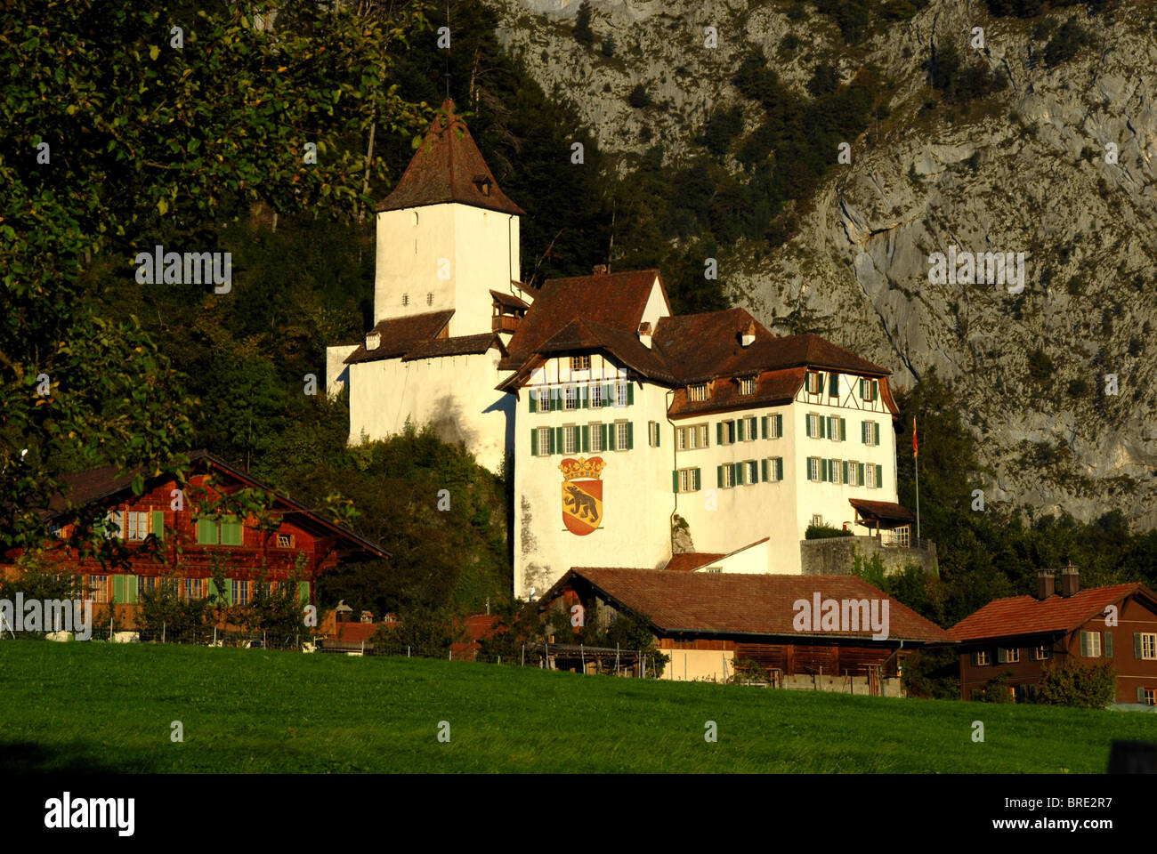 Castle and town Wimmis, Bernese Oberland, Switzerland Stock Photo - Alamy