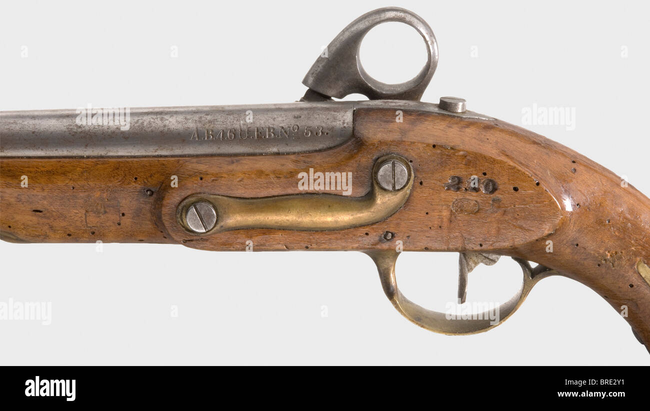A model 1848 artillery pistol., Smooth bore in 17.2 mm calibre with a ...