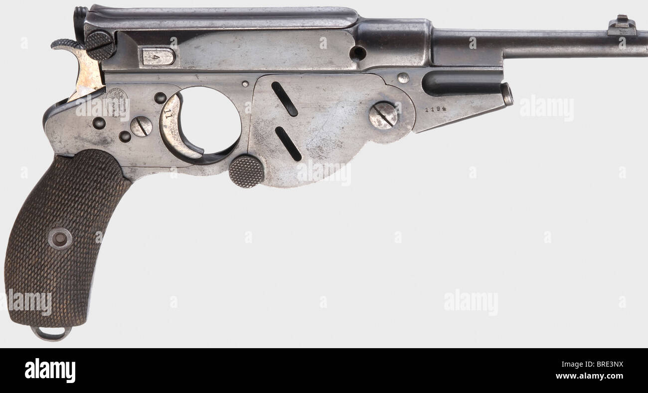 A Bergmann mod. 1896 No. 3, calibre 6.5 mm Bergmann, no. 1194. Mirror ...