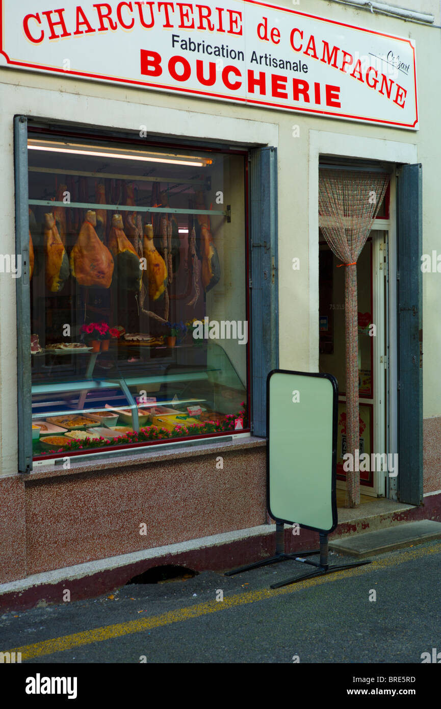 A French butchers shop displaying hams Stock Photo - Alamy