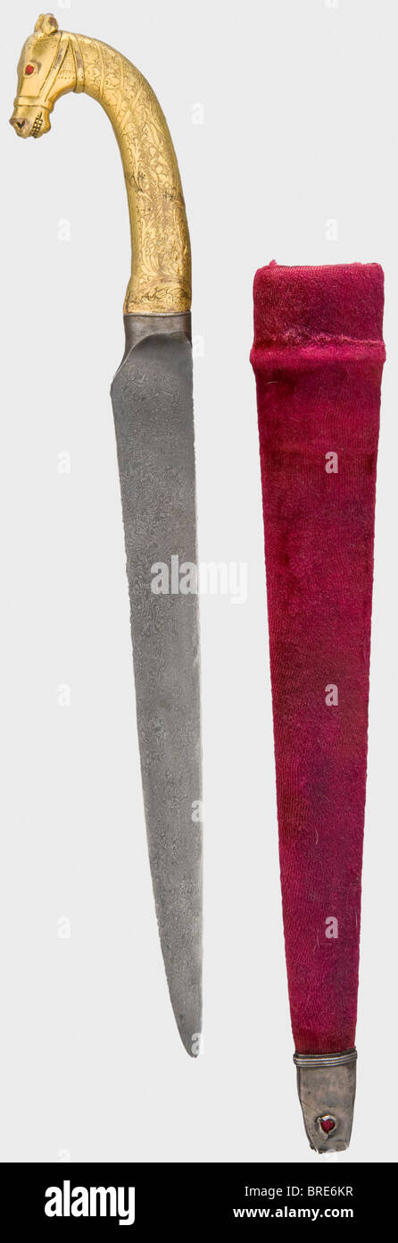 An Indian kard with a gilt grip, middle of the 19th century Heavy ...