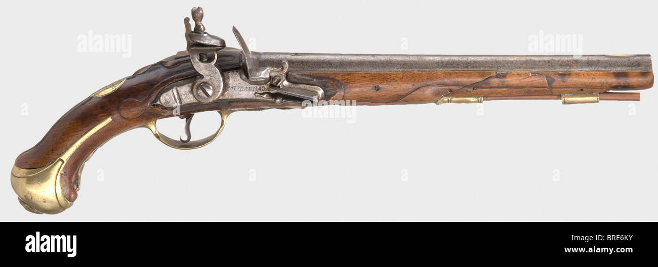 A model 1742 cavalry pistol., Round, smooth bore (shortened) barrel in ...