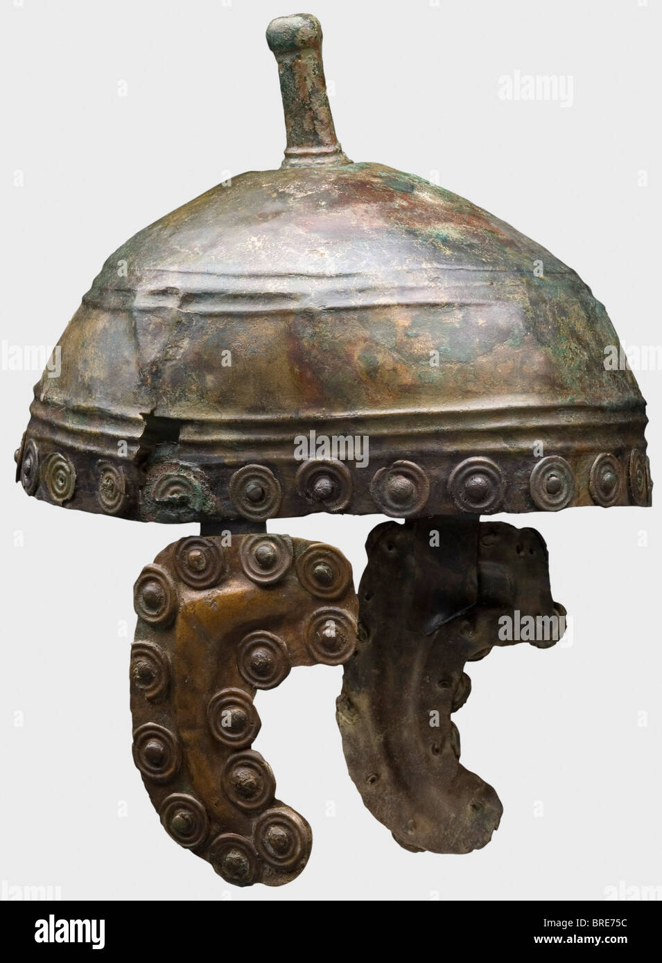 A Bronze Age helmet, 13th/12th century B.C. Shallow bronze skull with ...