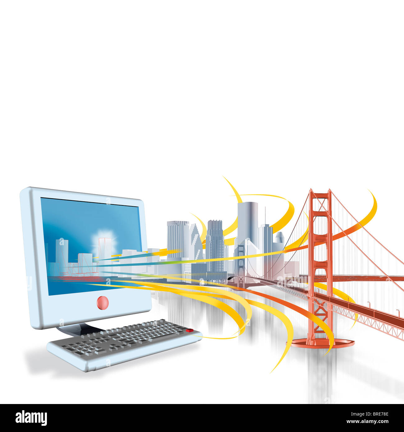 Computer City and bridge Stock Photo - Alamy