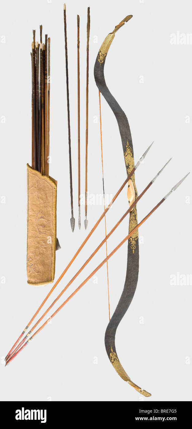 An Indian steel hunting bow with quiver and 20 arrows, 18th century Bow ...