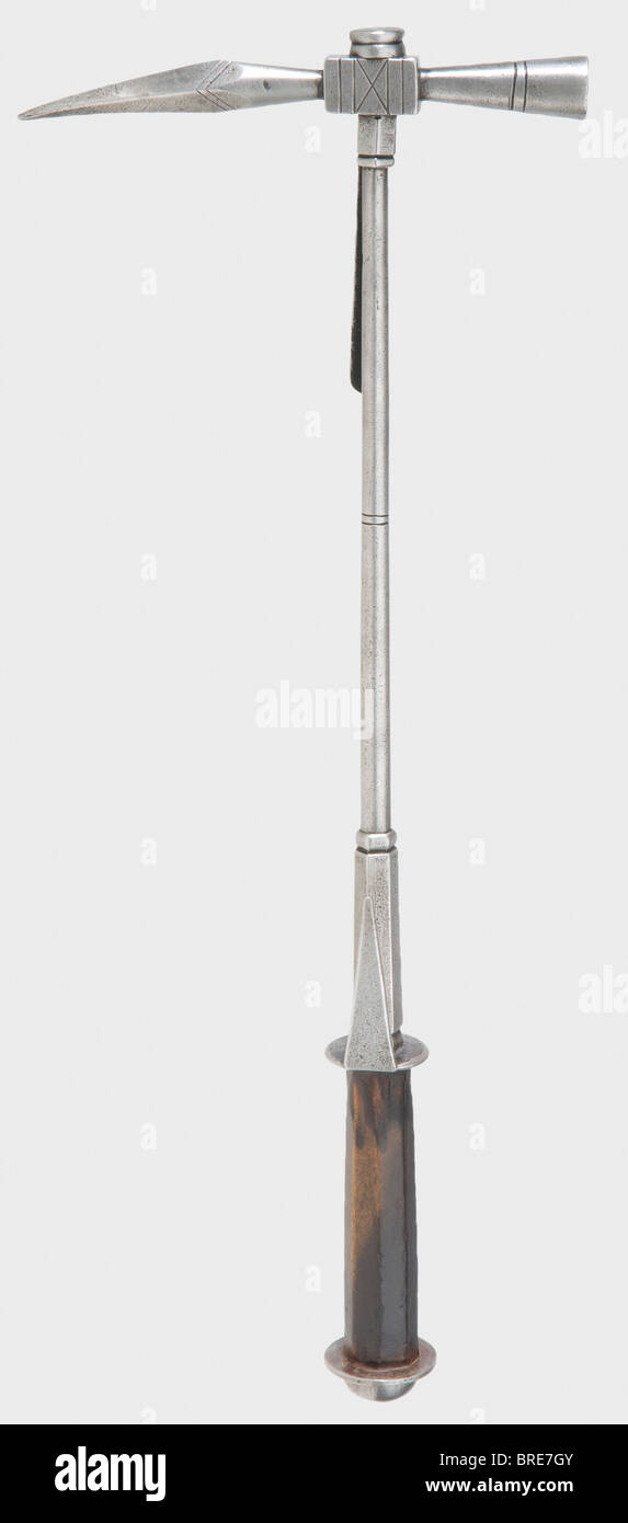 A German war hammer, 1st half of the 17th century Slender iron beak of ...