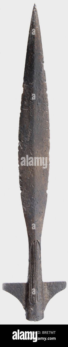 A German winged lance, 9th/10th century Broad, lightly ridged blade ...