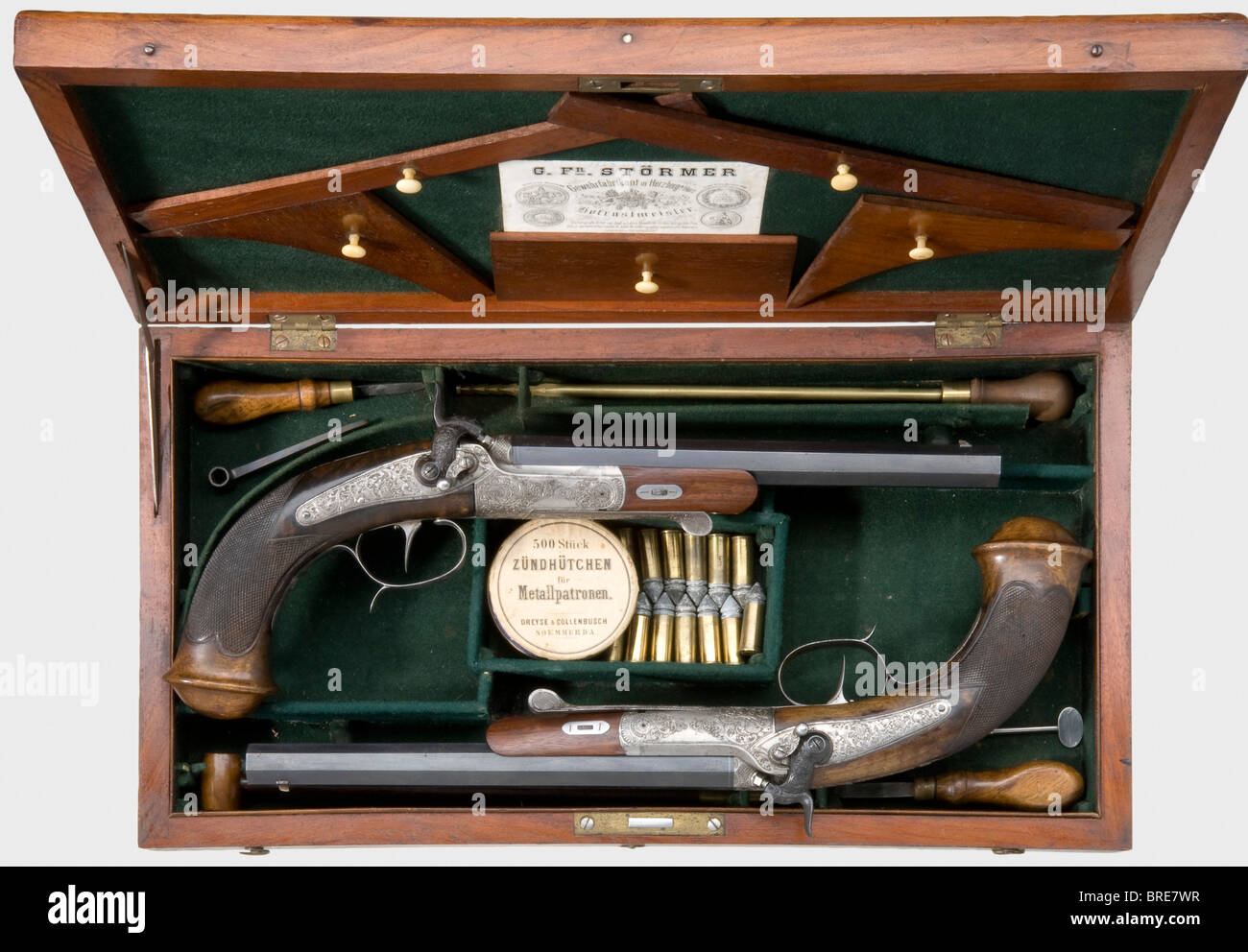 A fine cased pair of breech-loading pistols, Störmer in Herzberg, after ...