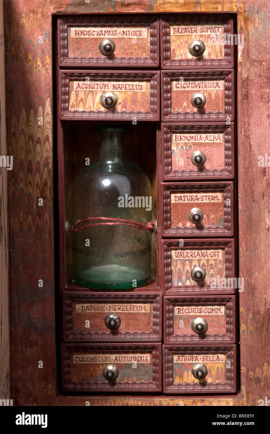 A hollow book used as secret poison cabinet, Historism, 17th century ...