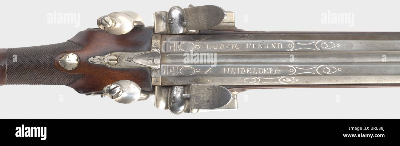 A fine double-barrelled flintlock shotgun, Ludwig Freund, Heidelberg ...