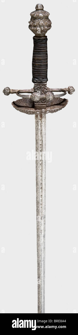 A rapier with chiselled iron hilt, German/Dutch, circa 1680 Straight ...