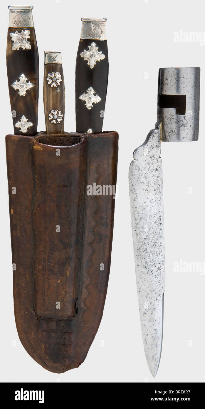 A German waggoner's set of cutlery with bayonet, circa 1780 A knife ...