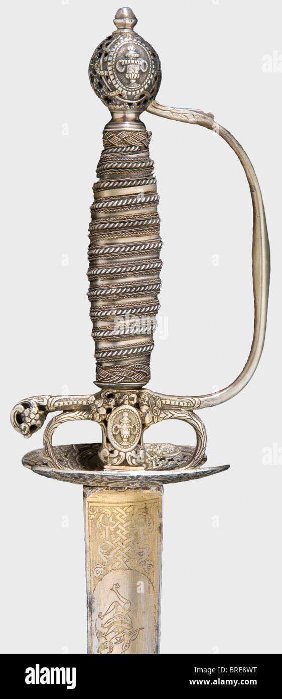 A French silver-hilted small-sword, circa 1760 A triangular ridged ...