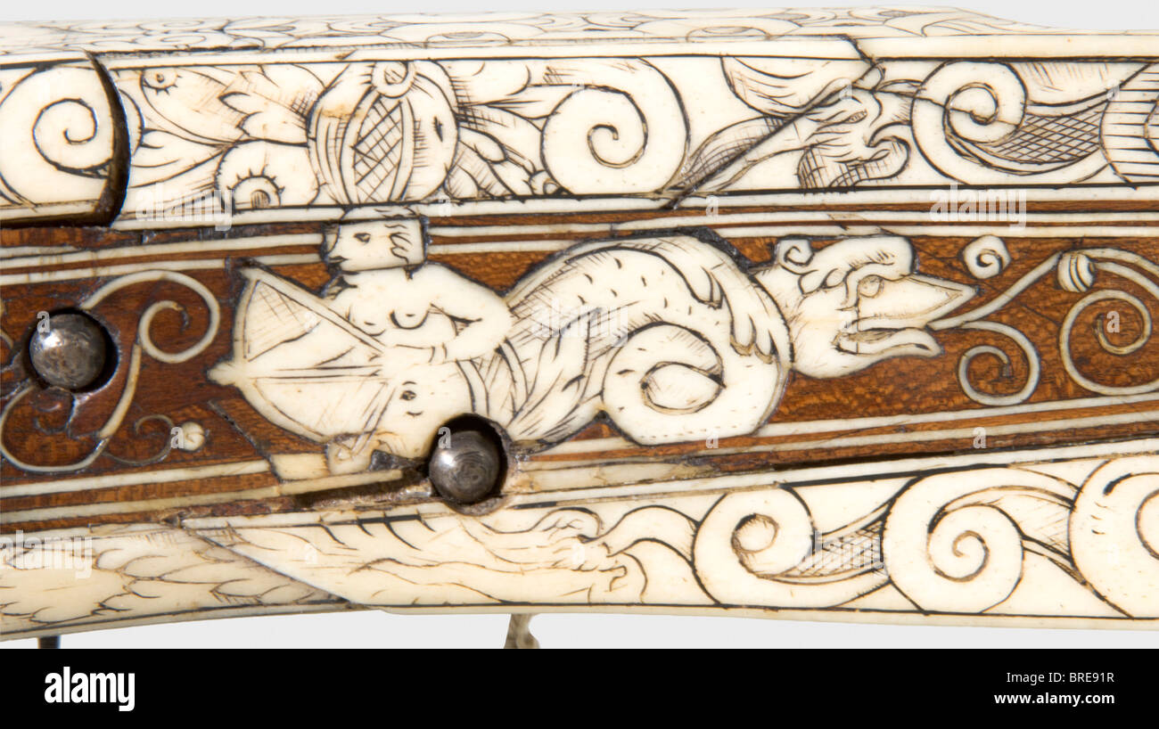 A German hunting crossbow with bone inlays and engraving, circa 1600 ...