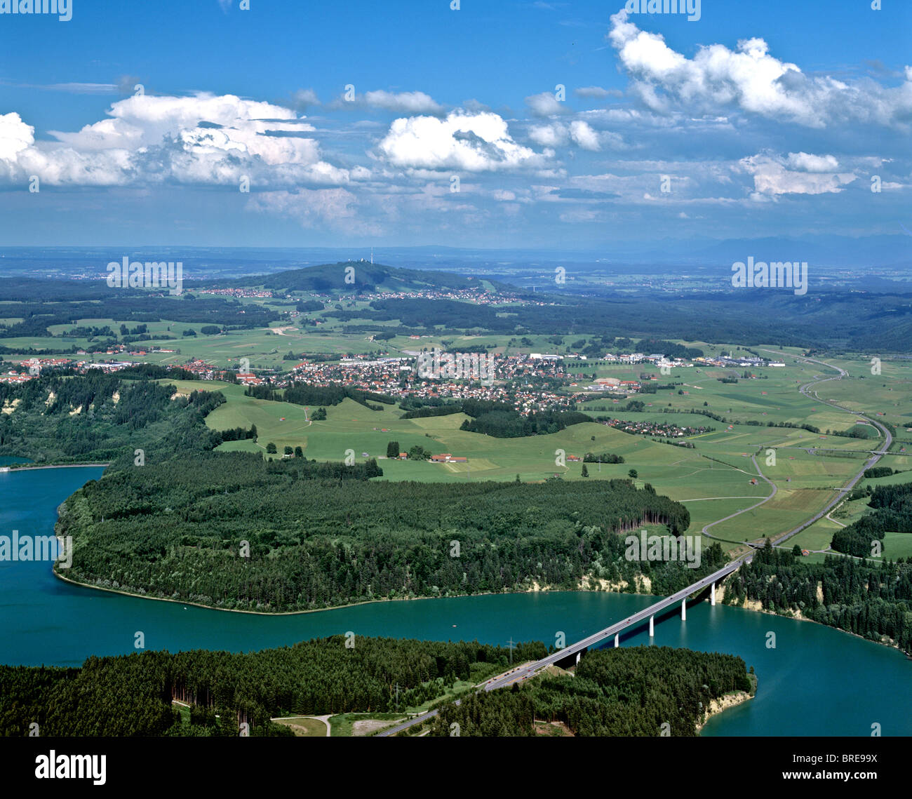 Lechtalbruecke Bridge near Schongau, Lech, Peiting, Hohenpeissenberg, Upper Bavaria, Germany ...