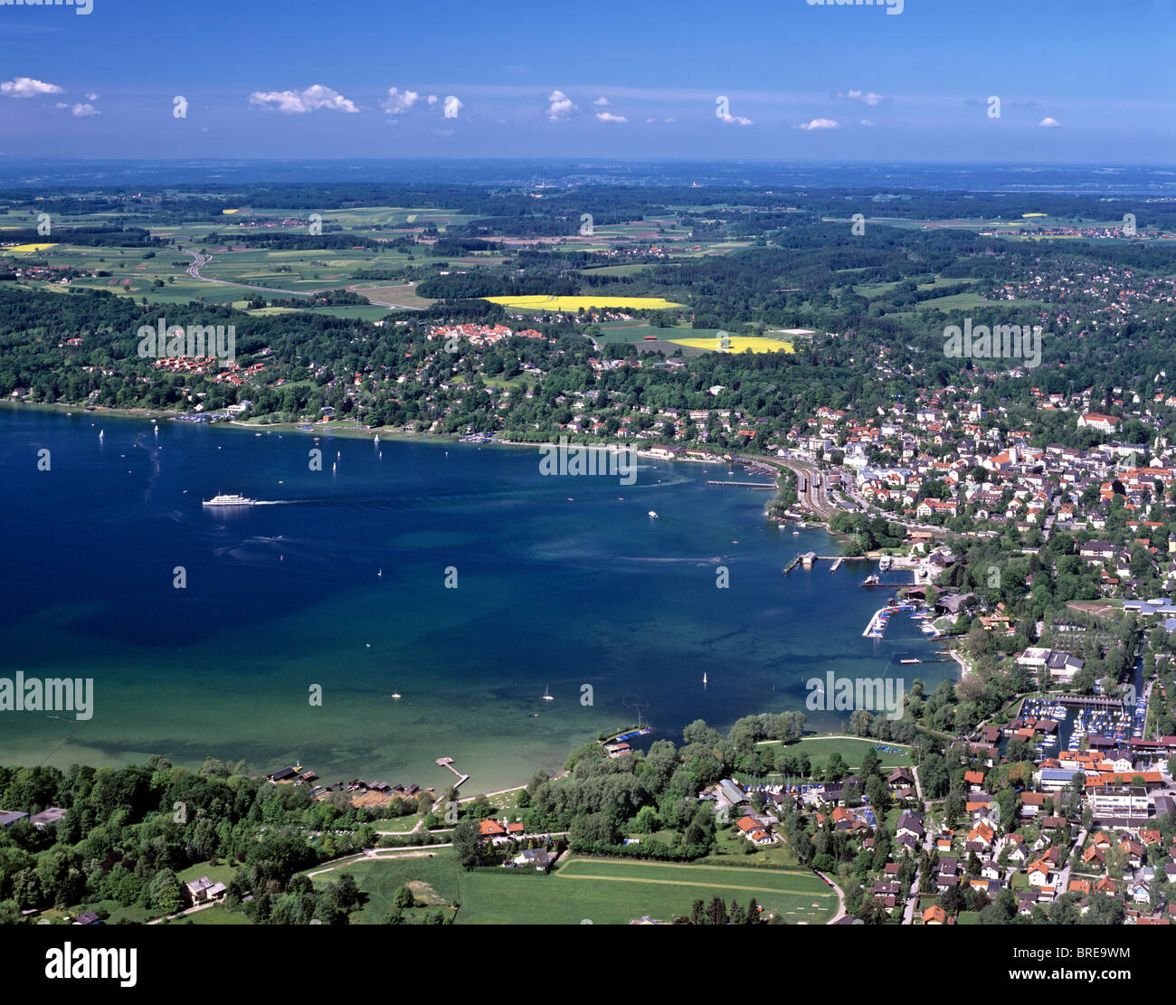 Starnberg, Lake Starnberger See, Voralpenland, Upper Bavaria, Germany, Europe, aerial view Stock ...