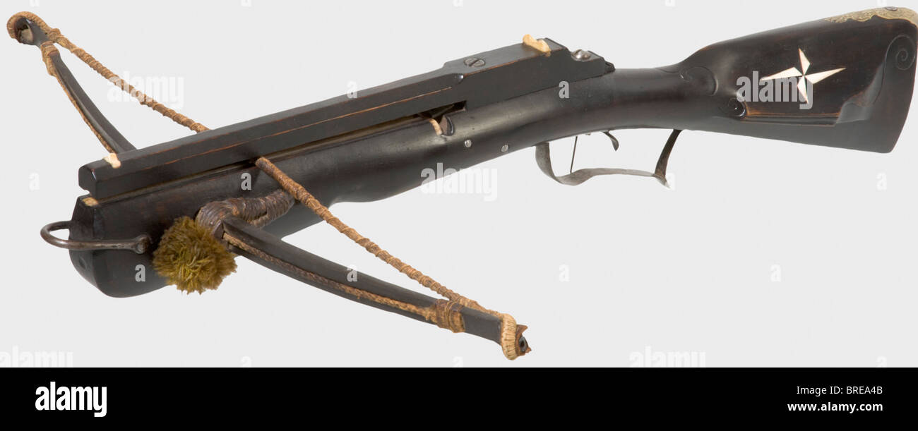 A German slurbow, 18th century Forged, steel bow with bridle and ...