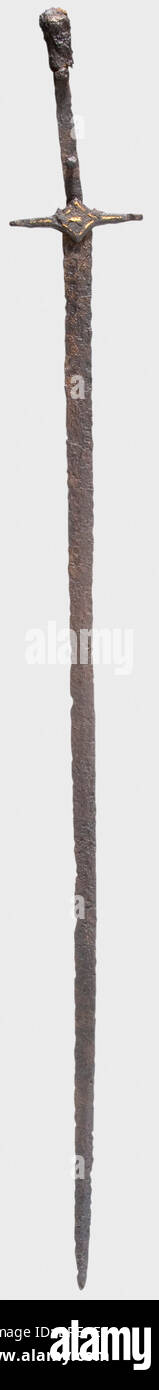 An Avar sword with gold inlay, Hungary, 7th/8th century. Slender ...