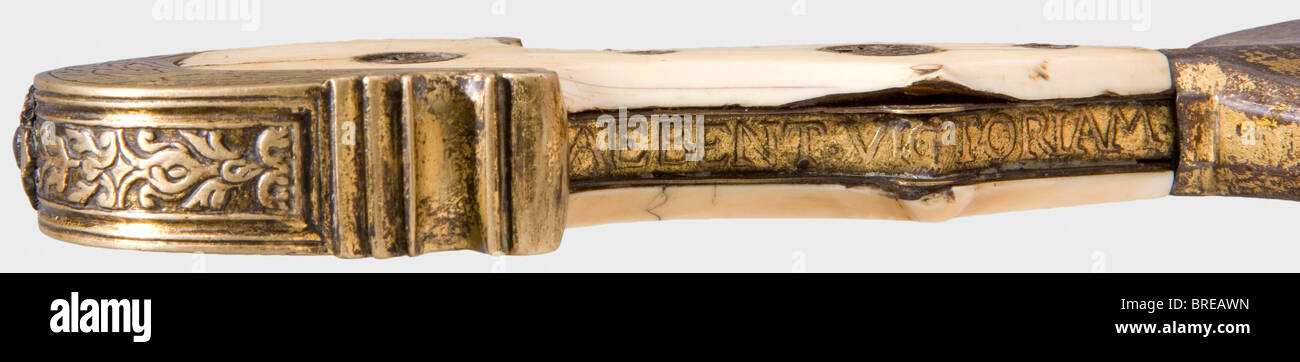 An Italian cinquedea, Emilia, circa 1490/1500 Typical broad blade with ...