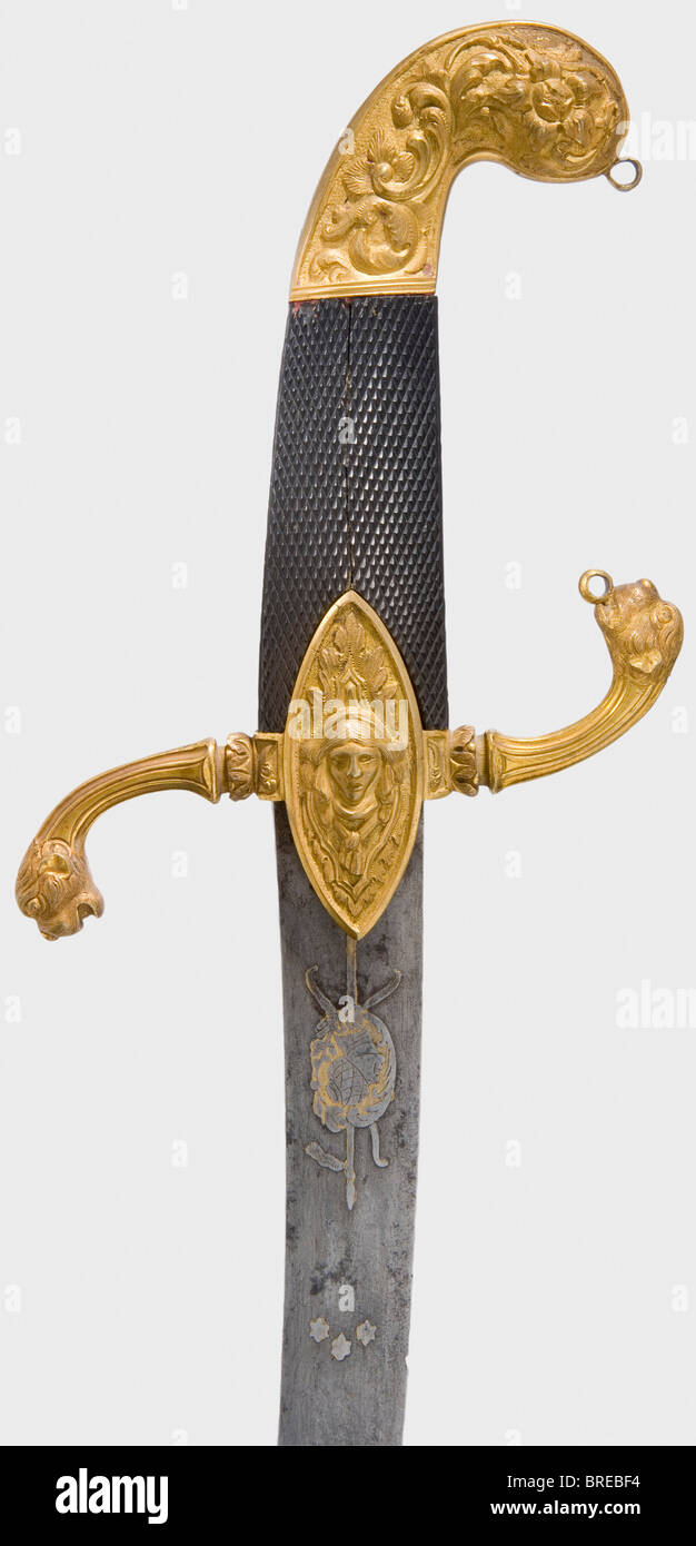 A French sabre à la Mameluke, 1st Empire Curved wedge blade of welded ...