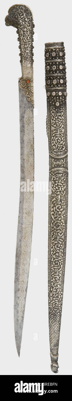 A silver-mounted Ottoman yatagan, circa 1800 Typical, slightly curved ...