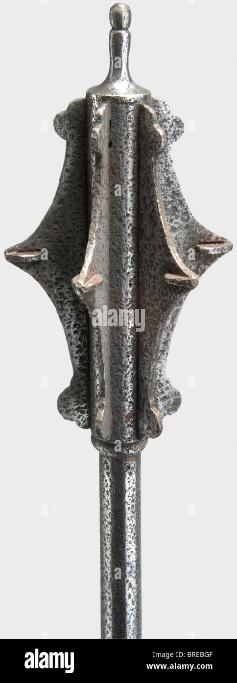 A German mace, 1st half of the 16th century Iron head with six striking ...