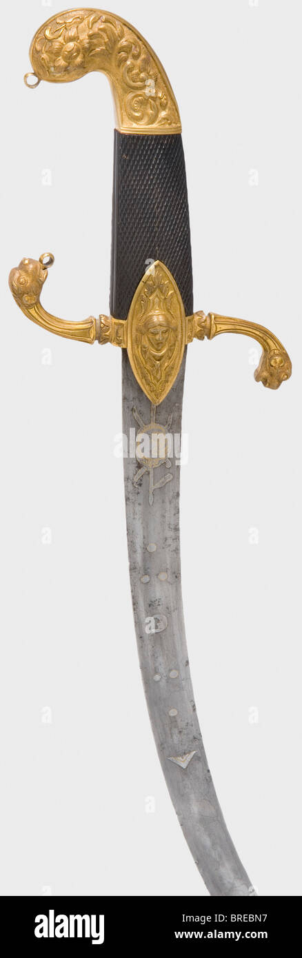 A French sabre à la Mameluke, 1st Empire Curved wedge blade of welded ...