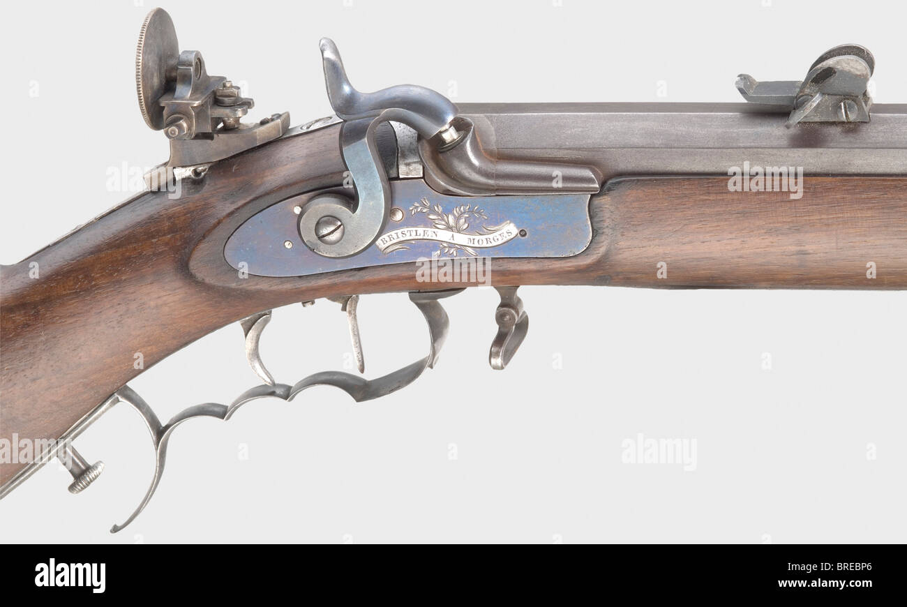 A percussion target rifle, Bristlen in Morges, circa 1840. Two-stage ...