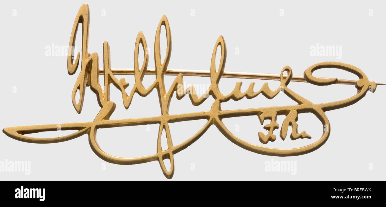 Kaiser Wilhelm II, a gift brooch Kaiser's monogram in gold brocade ...