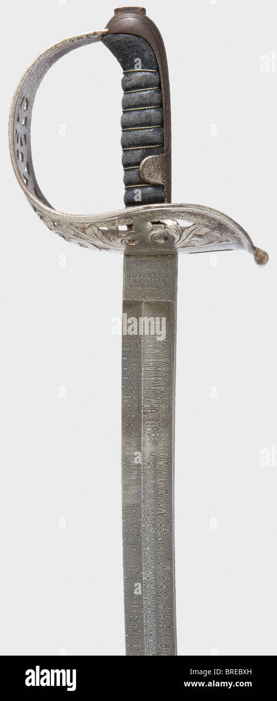 A model 1869 officer's sabre, of the Austrian cavalry Damascus blade ...
