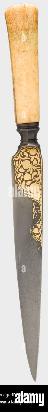 A Persian kard with gold inlay, dated 1805 A sturdy wootz-Damascus ...