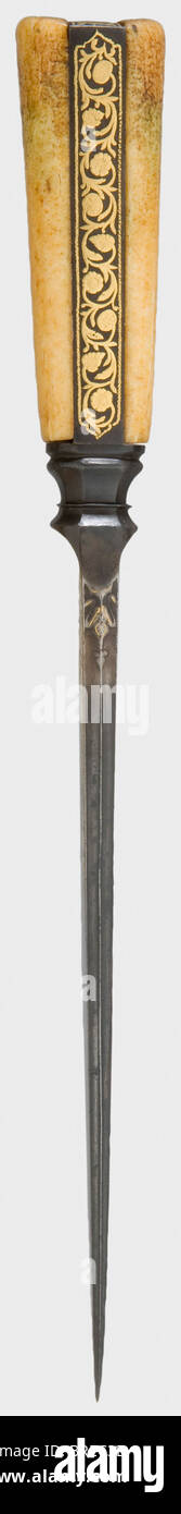 A Persian kard with gold inlay, dated 1805 A sturdy wootz-Damascus ...