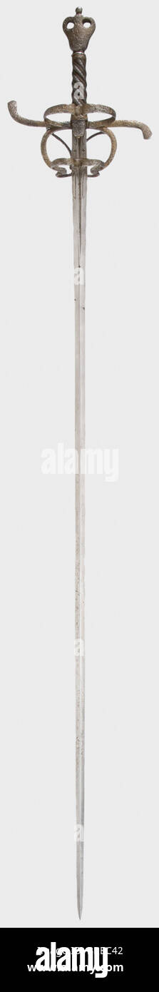 An Italian rapier with an etched hilt, circa 1600. Slender thrusting ...