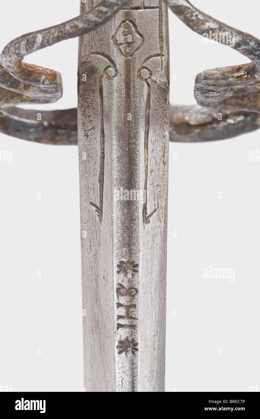 An Italian rapier with an etched hilt, circa 1600. Slender thrusting ...