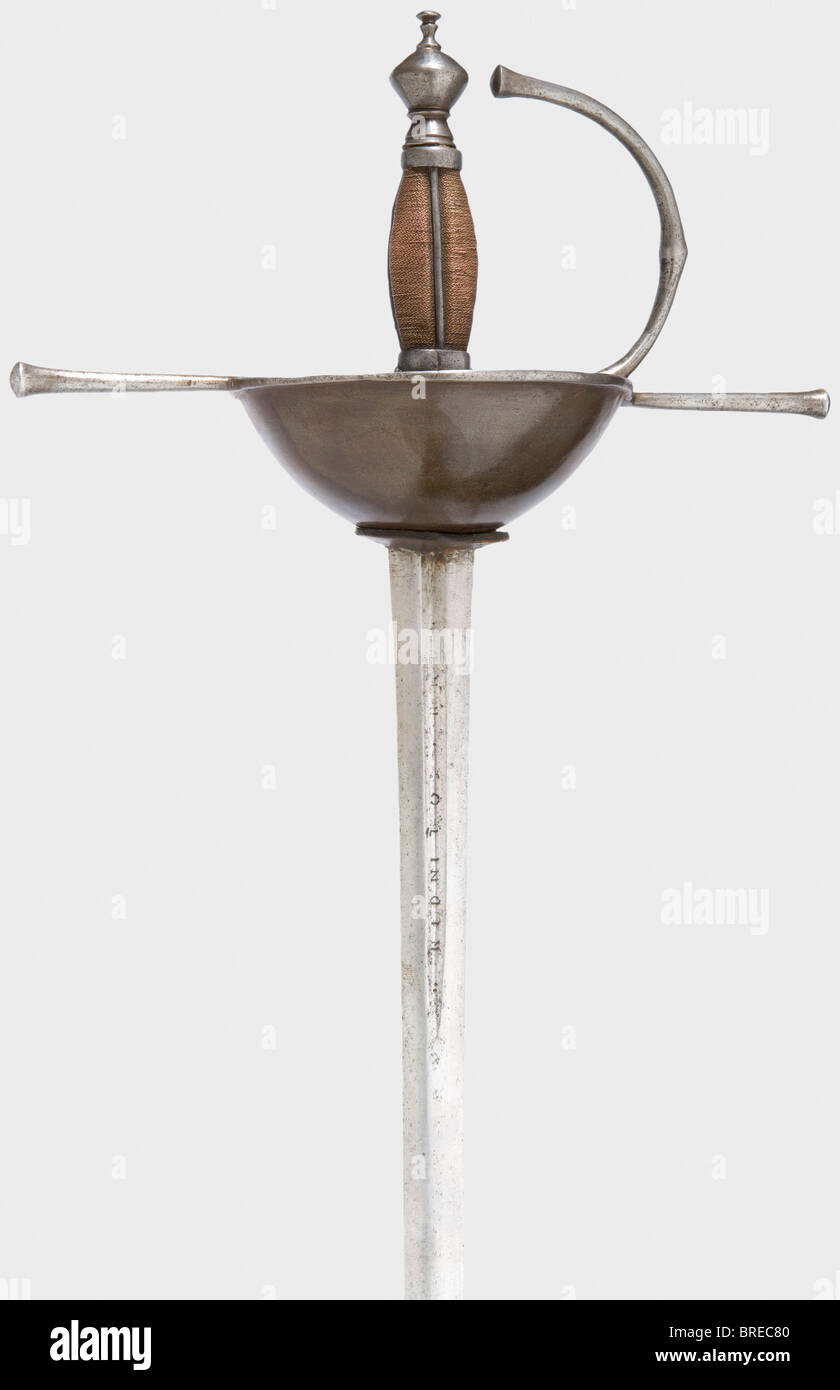A Spanish cup-hilt rapier, end of the 17th century Slender thrusting ...