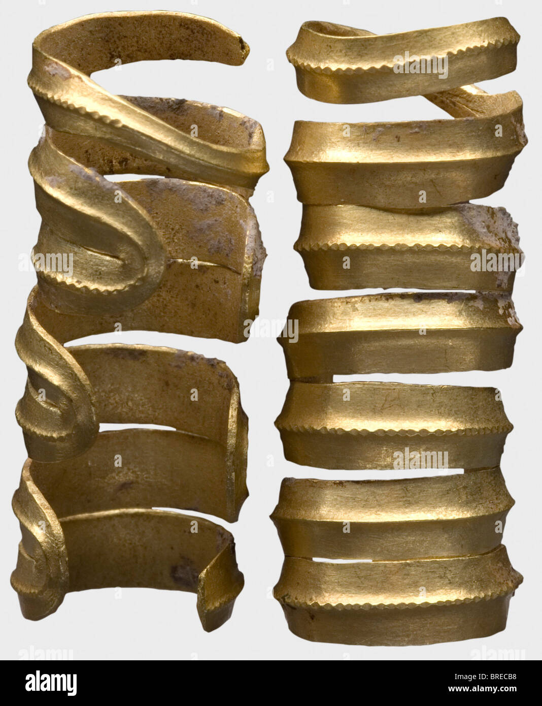 A pair of Central European golden temple rings, Urn Field period, circa ...