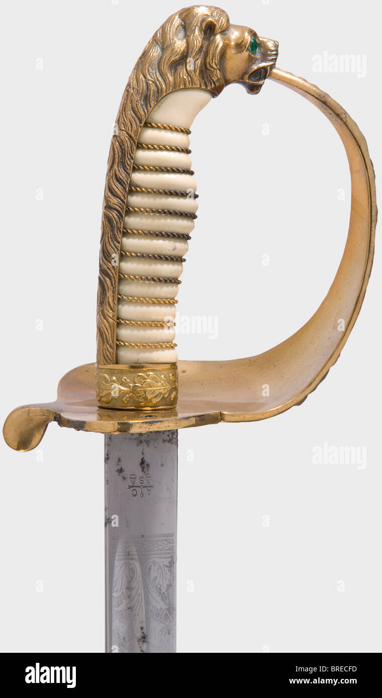 A naval officer's sabre, special version The blade with fullers and ...