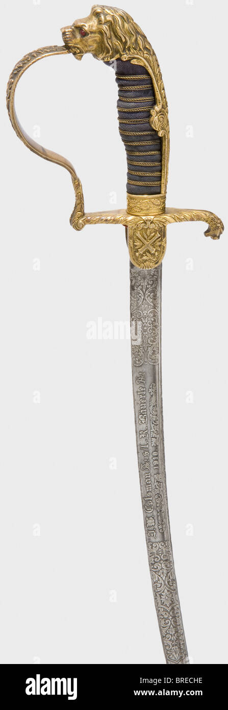 A presentation sabre with a Damascus blade, to a Prussian artillery ...