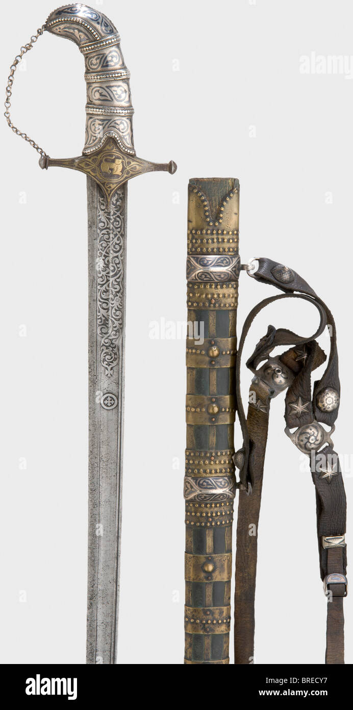 A Georgian broadsword with belt, 19th century A slightly curved single ...