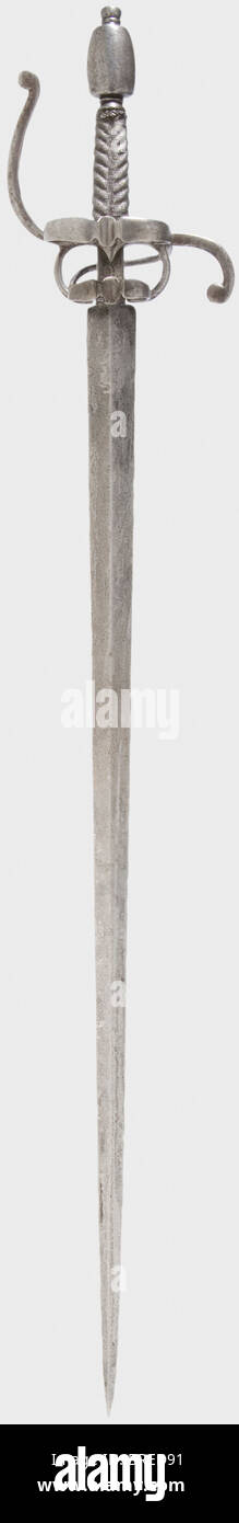 A South German sword, circa 1600 Broad tapering blade of diamond ...