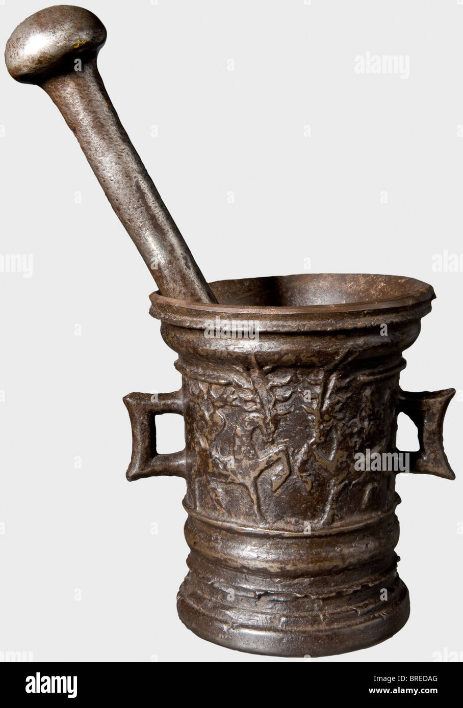 A German cast iron mortar, mid-16th century Cast iron with black patina ...