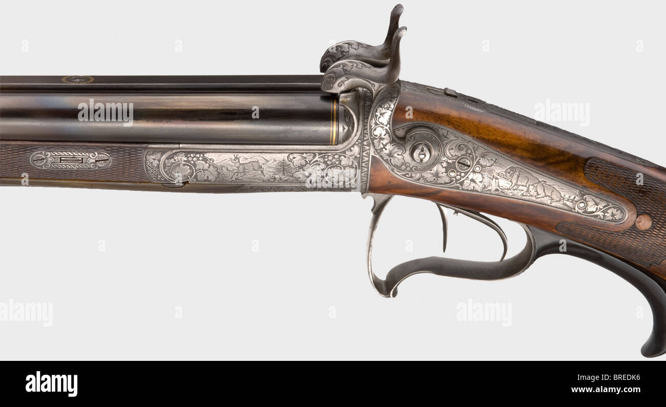 A fine pin-fire side-by-side rifle, Adam Kuchenreuther in Regensburg ...