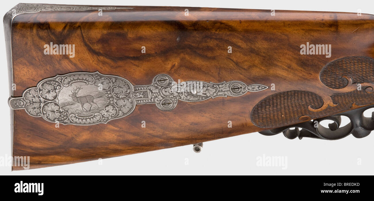 A fine pin-fire side-by-side rifle, Adam Kuchenreuther in Regensburg ...