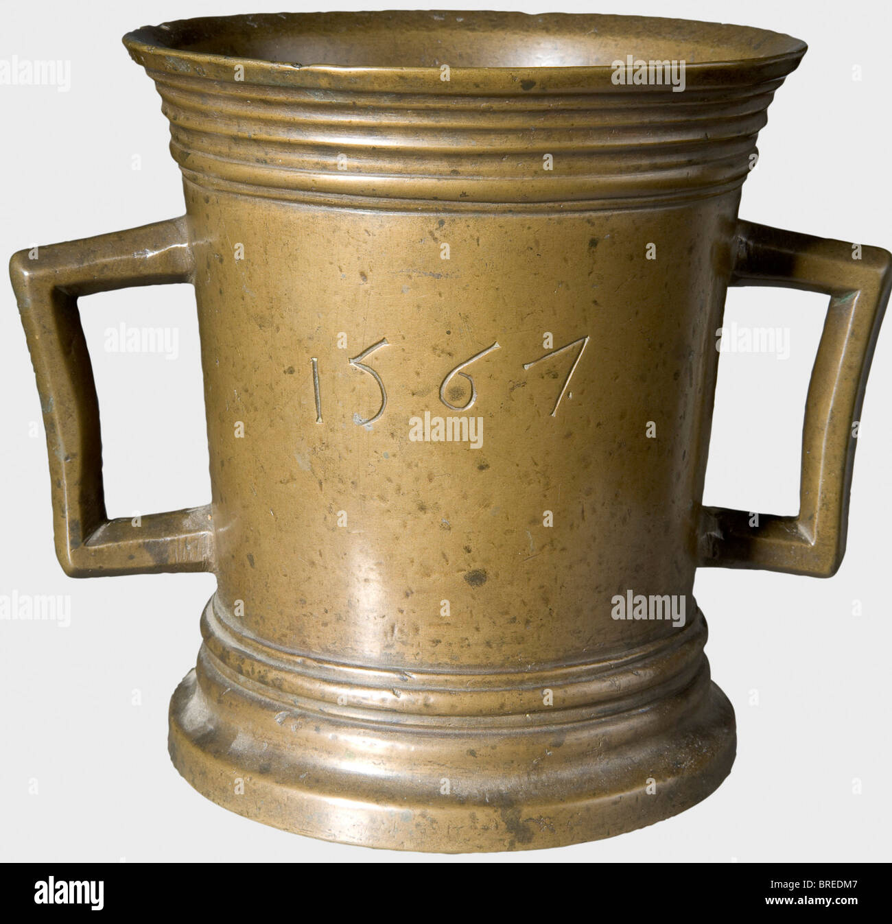 A German bronze mortar, dated 1567 Bronze with beautiful age patina ...