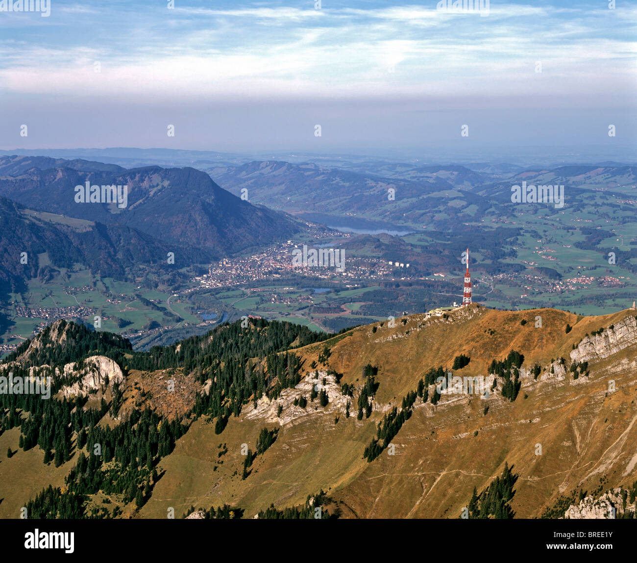 Aerial picture, Gruenten summit transmitter, Upper Allgeau, Immenstadt ...