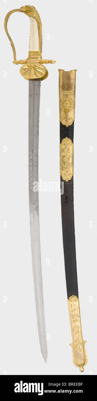 A naval officer's sabre, U.S. Navy, circa 1840 Slightly curved, single ...