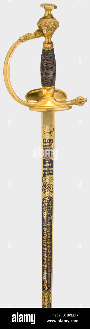 An old-pattern presentation sword, to the Commander of the Fusilier ...
